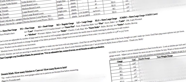 10 Handy Loom Knitting Charts - GoodKnit Kisses
