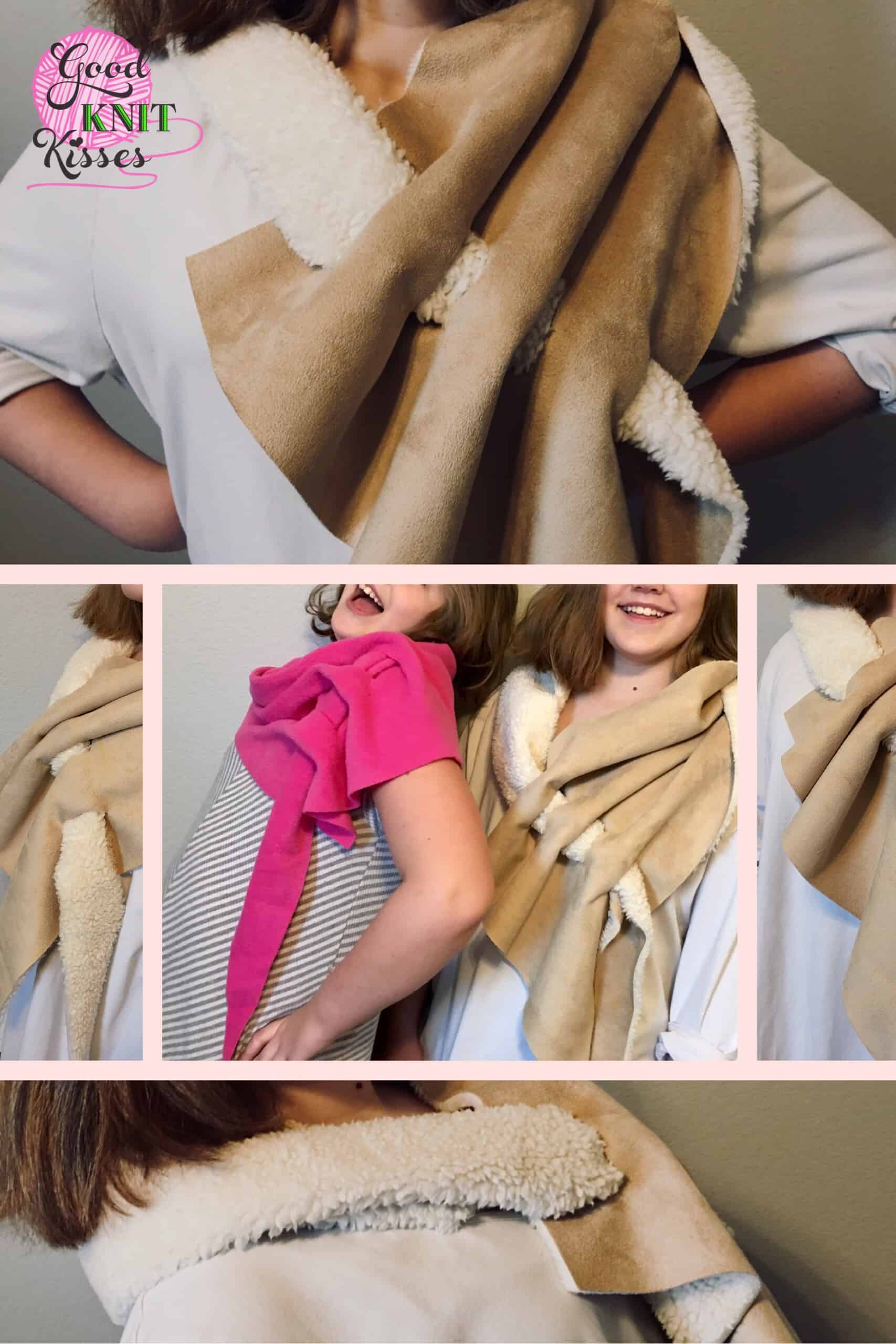 Last Minute Fleece Shawl | No Sew - GoodKnit Kisses