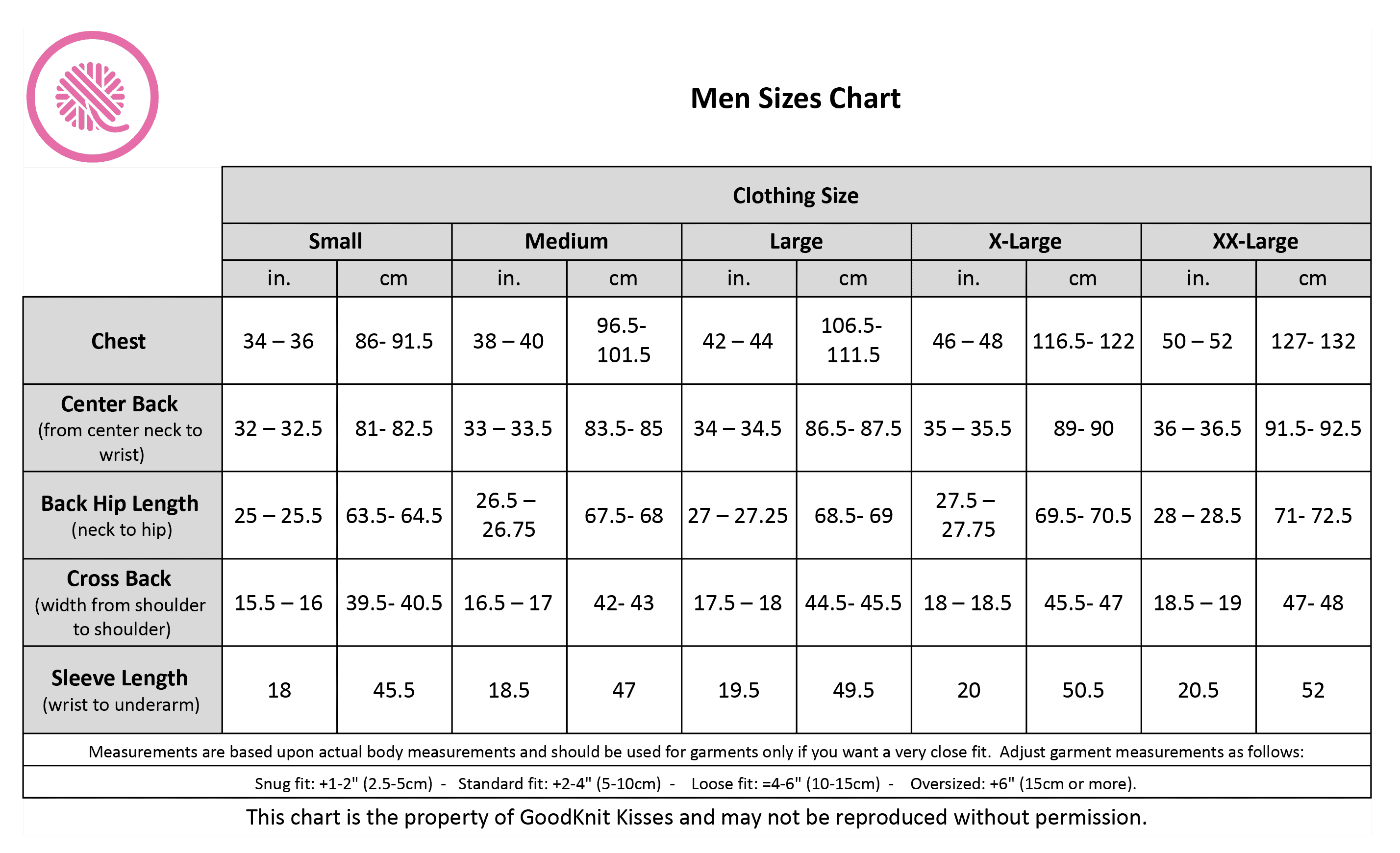 Men Sizes Chart Common Body Measurements From Size S To XXL Men Sizes Chart Common Body Measurements From Size S To XXL