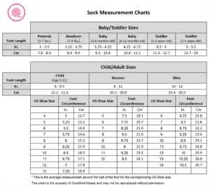 Sock Sizes Chart | Common Foot Measurements from Baby to Adult