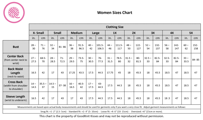 Women Sizes Chart | Common Body Measurements from XS to 5X