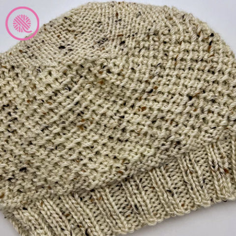 Make a Stylish Beehive Waffle Knit Hat with my Free Pattern!